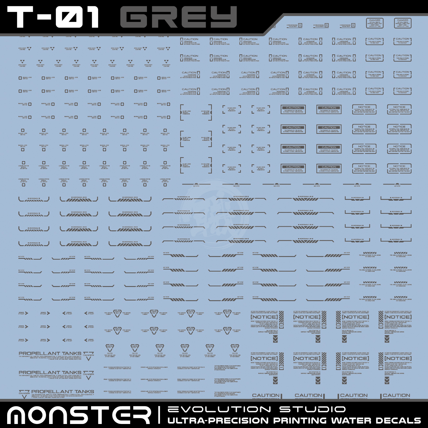 Monster Ultra-Precision Printing Water Decals [T01] [Grey] | ShokuninGunpla