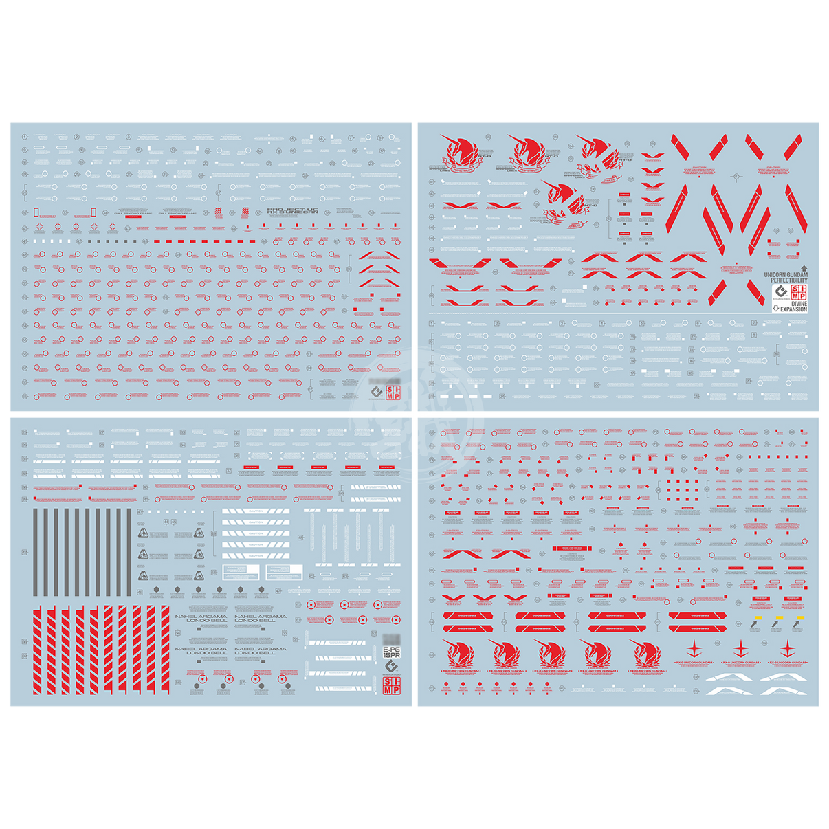 PG Unicorn Perfectibility Waterslide Decals [Red Ver.] | ShokuninGunpla