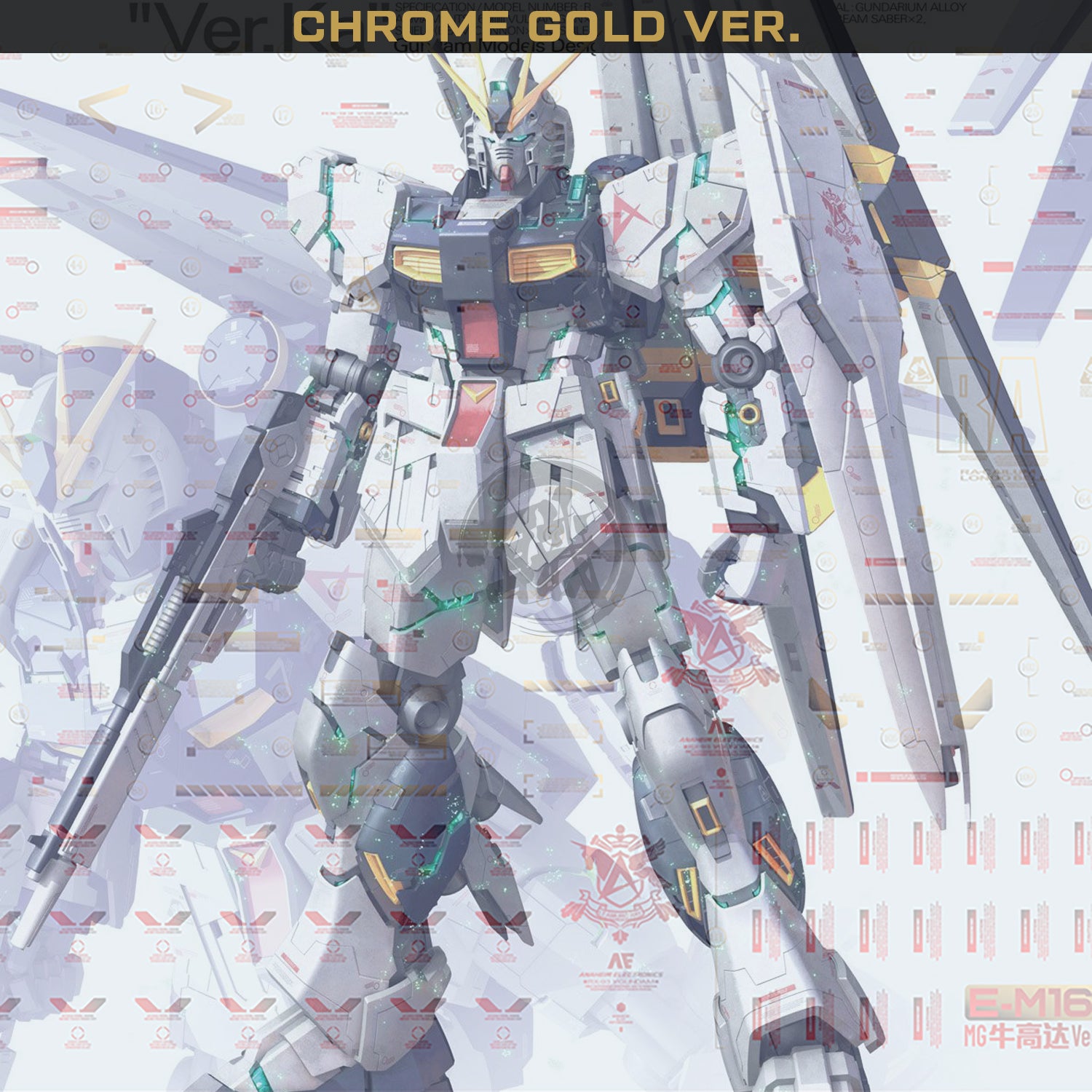 MG Nu Gundam [Ver.Ka] Waterslide Decals [Chrome Gold Ver.] | ShokuninGunpla