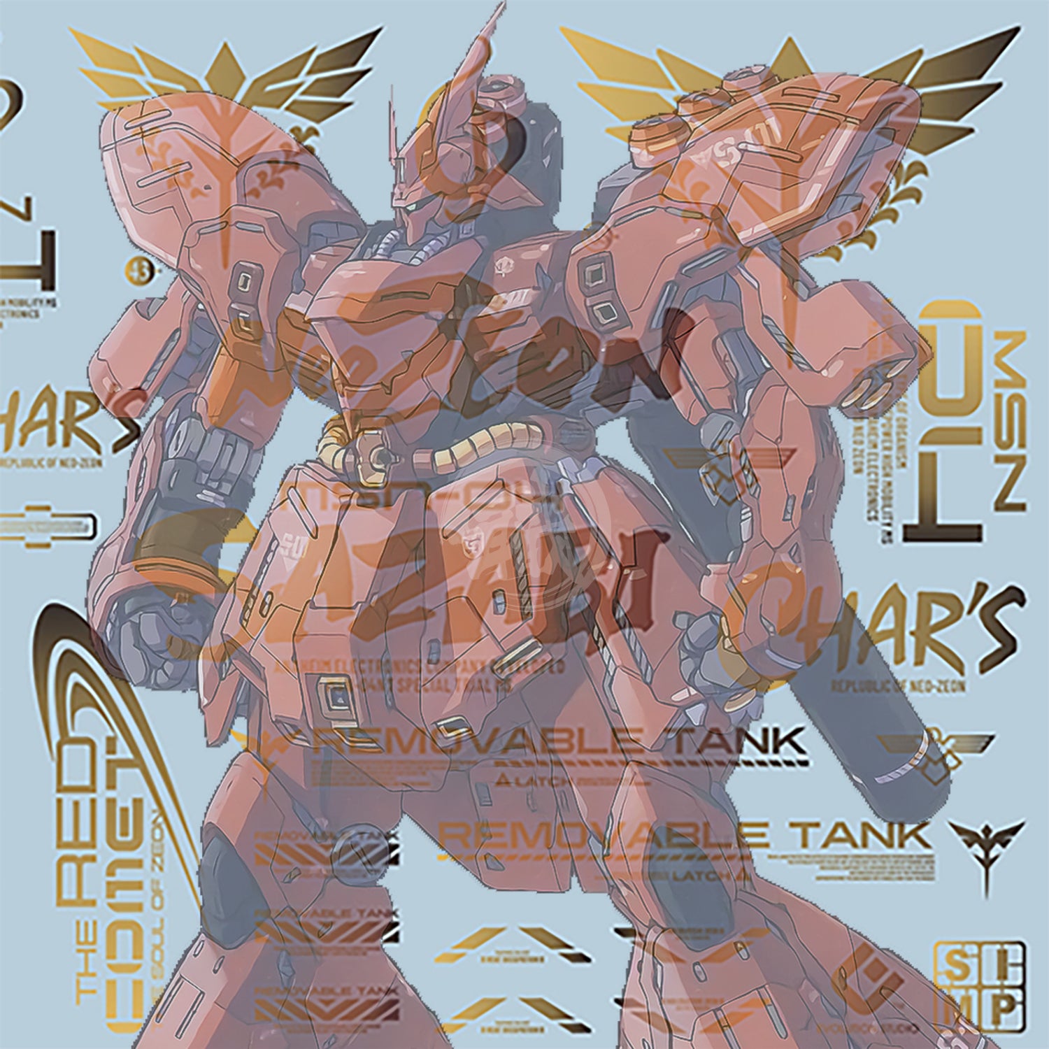 Sazabi Emblem Waterslide Decals [All Scales | Chrome Gold] | ShokuninGunpla